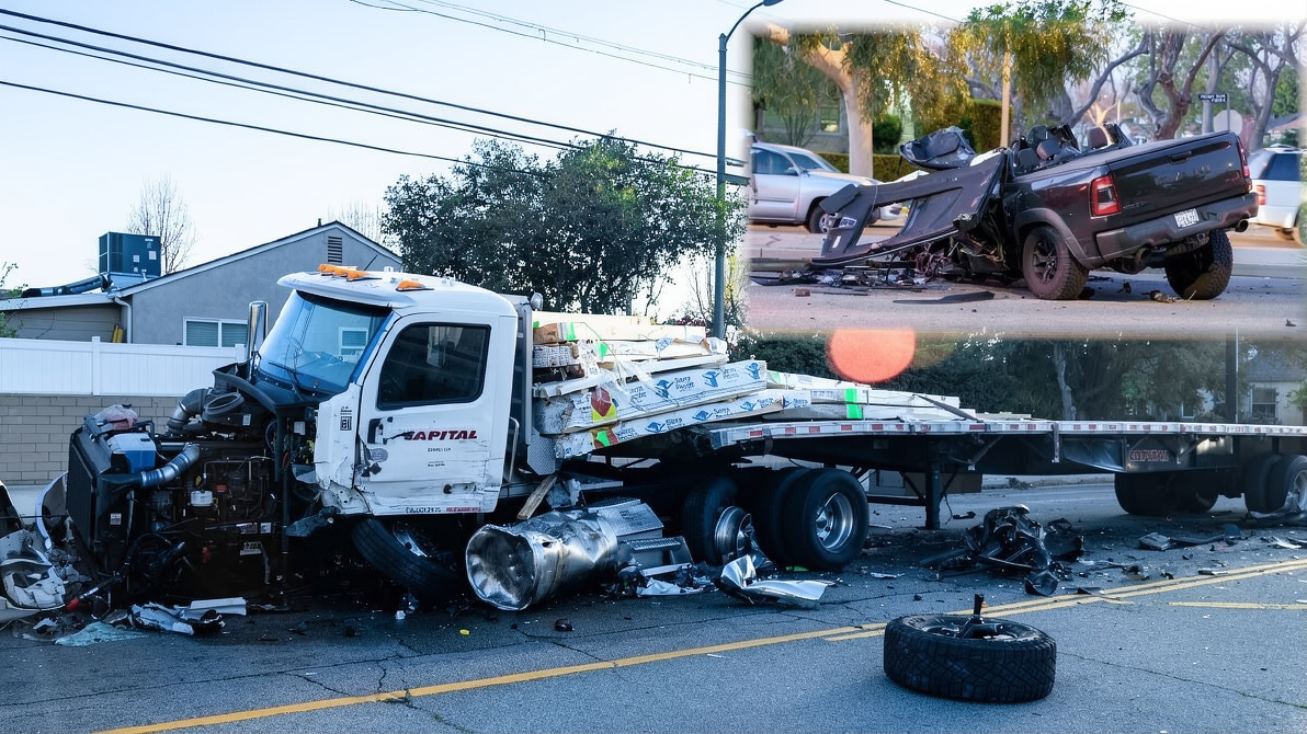 2022 Dodge Ram TRX crashes into and destroys semi - rotator recovery
