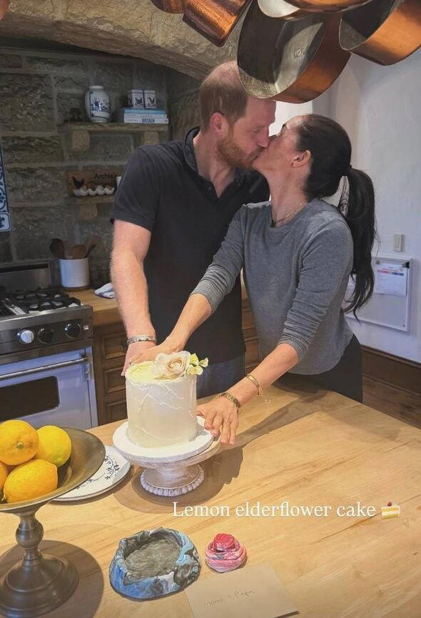 Harry and Meghan share rare glimpse of Montecito home as wedding cake ...