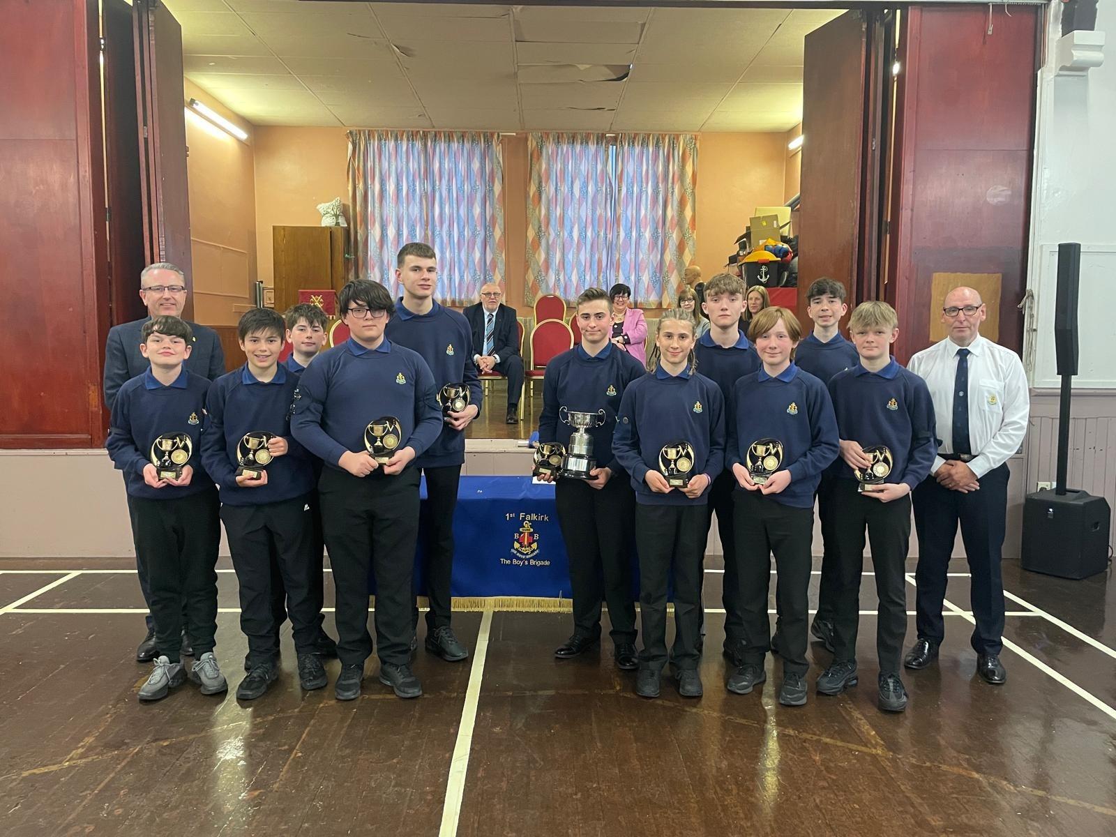 President's badges and top trophy for members of Falkirk Boys' Brigade ...