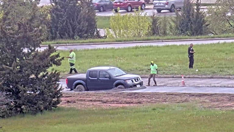 Wisconsin driver removes ‘road closed’ barrier; stuck in fresh concrete