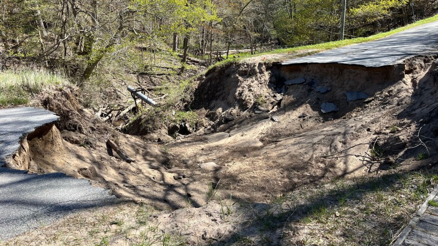 Road at Meinert Park washed out in April flooding