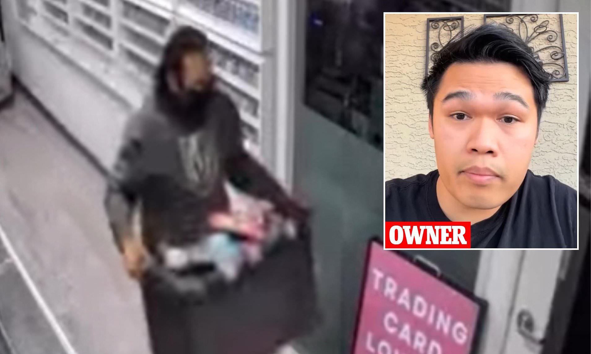 Moment burglar smashes into Pokémon trading card shop to steal $7,000 ...
