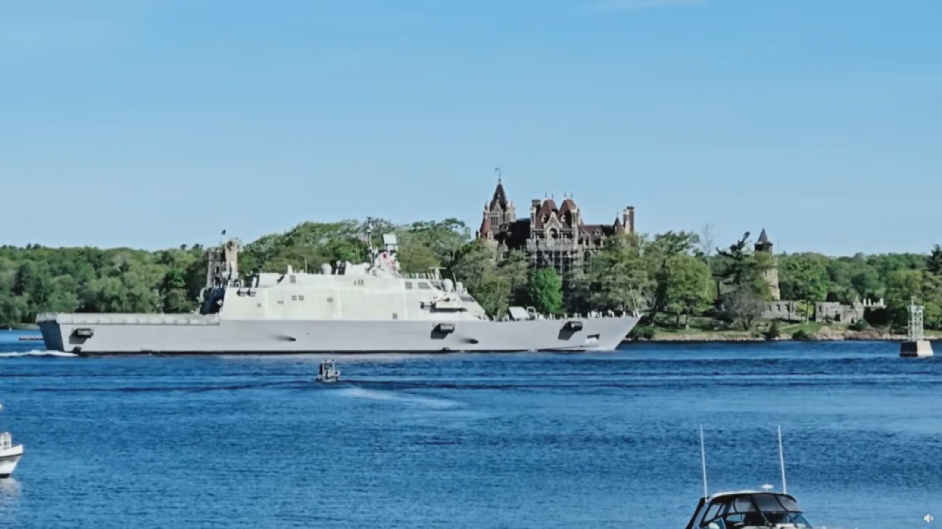 USS Cleveland makes maiden voyage past Boldt Castle