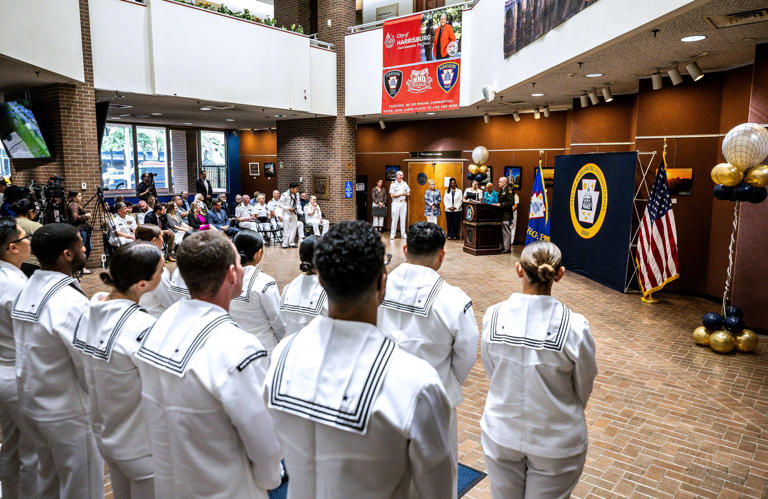 USS Harrisburg crew, brass band kick off city’s first Navy Week events
