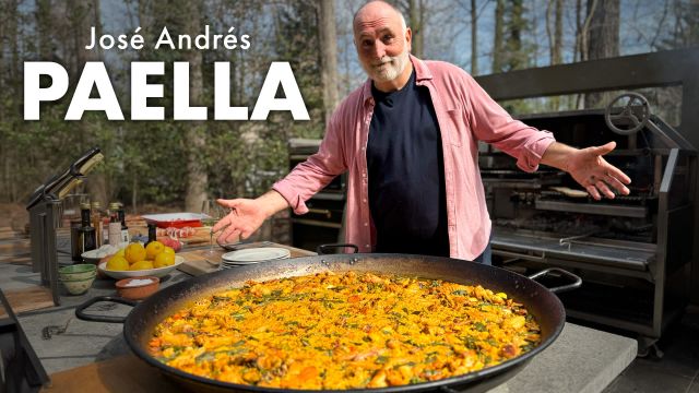 How José Andrés makes a massive open-fire paella