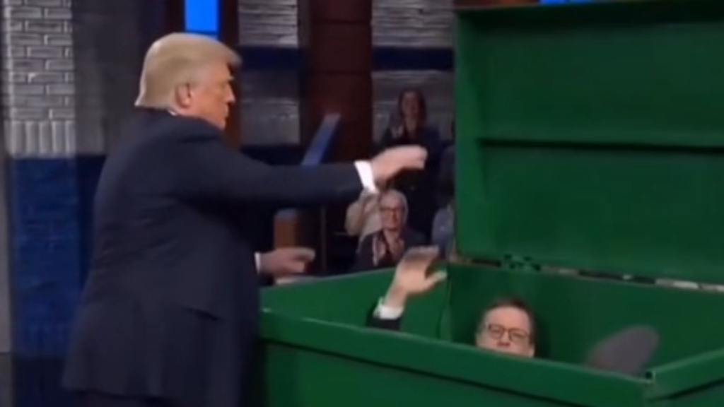 Trump posts AI video of himself attacking Stephen Colbert