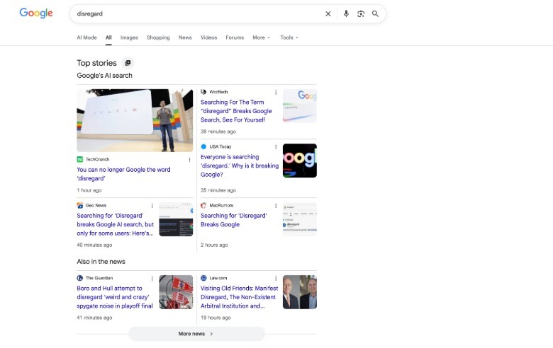 Google is currently struggling to define words like disregard, stop and ...
