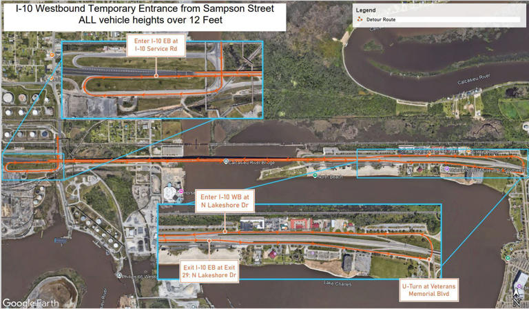 DOTD replacing clearance beam on I-10 again