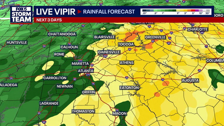 Atlanta Memorial Day weekend forecast: Widespread North Georgia rain