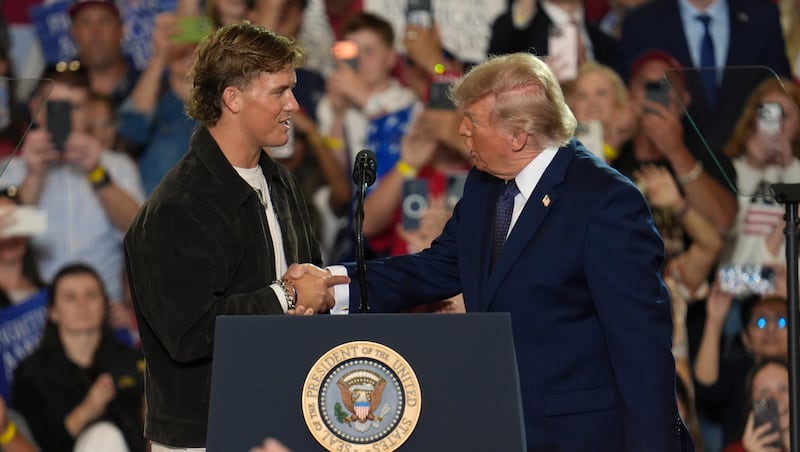 Jaxson Dart introduces Trump at New York rally