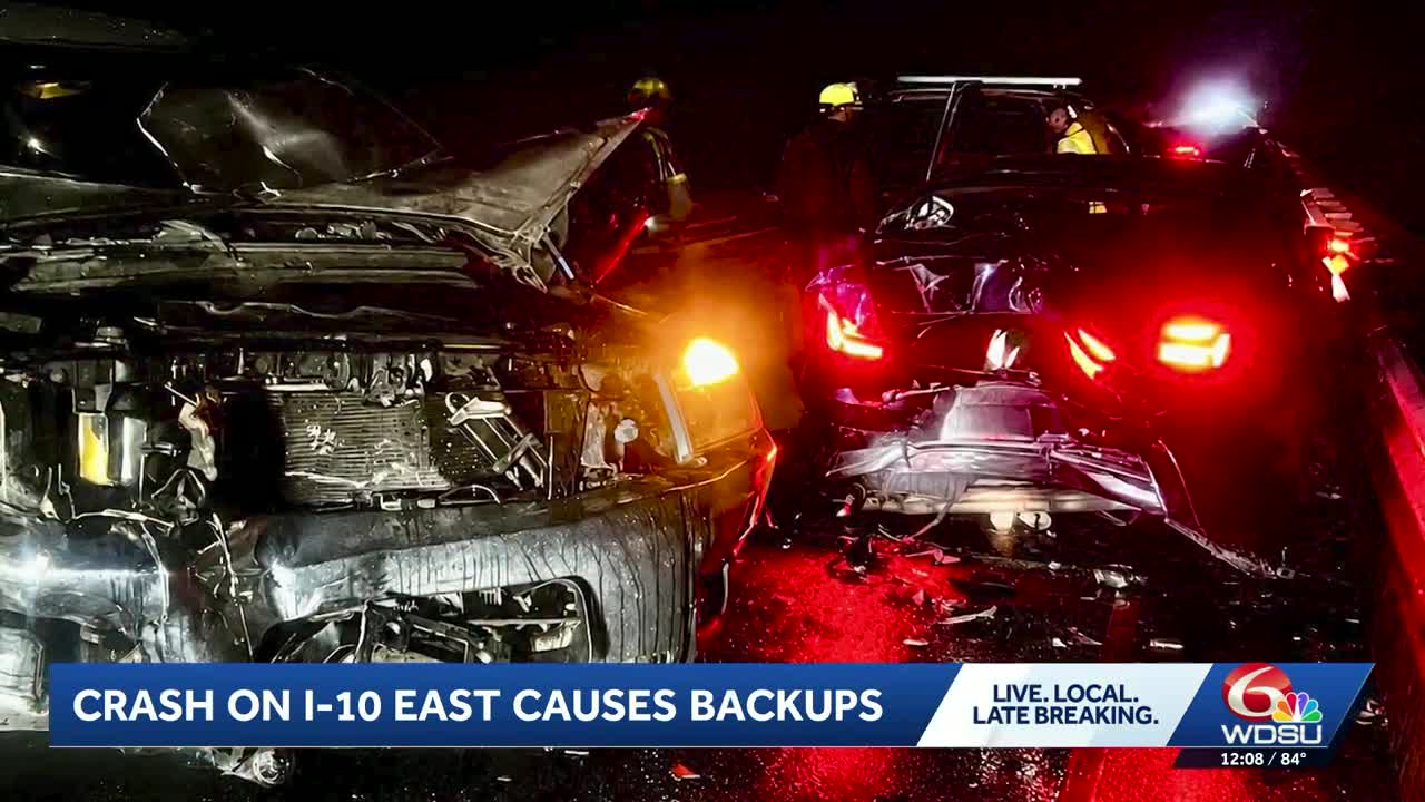 Early morning crash on I-10 east caused backups