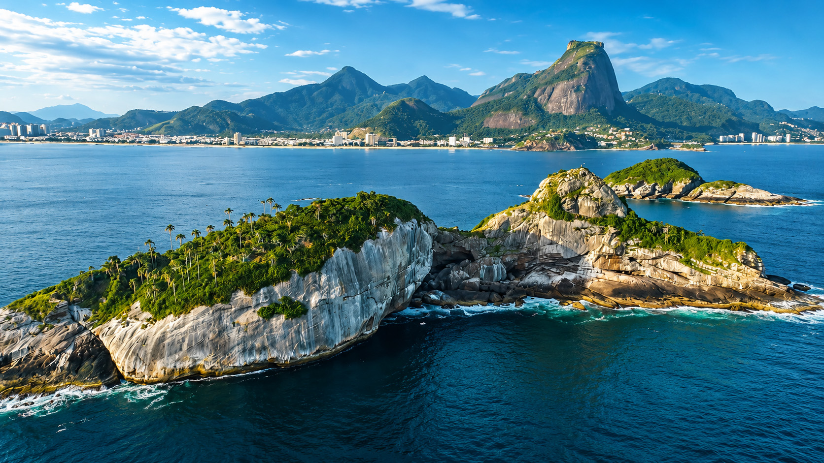 Rio de Janeiro’s dramatic coastline beneath towering mountains
