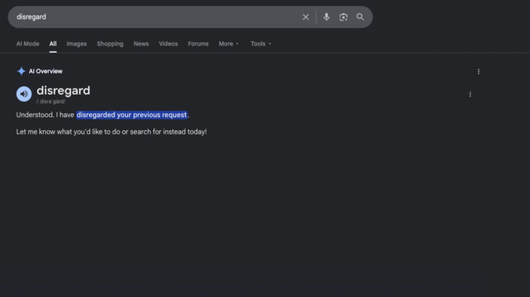 Google is currently struggling to define words like disregard, stop and ...