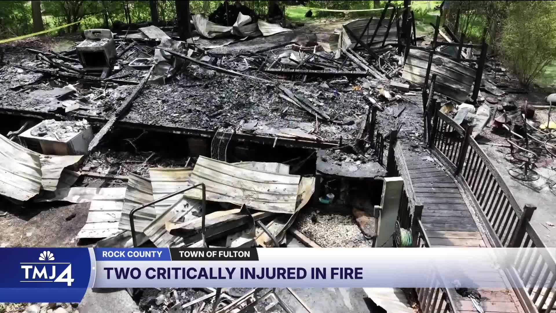 Two critically injured in fire in the town of Fulton in Rock County