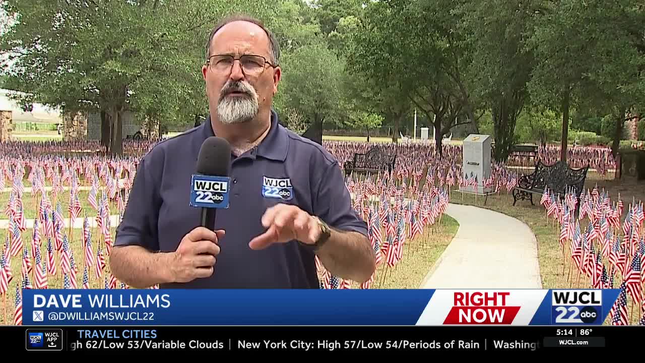 Flags for the fallen on display for Pooler