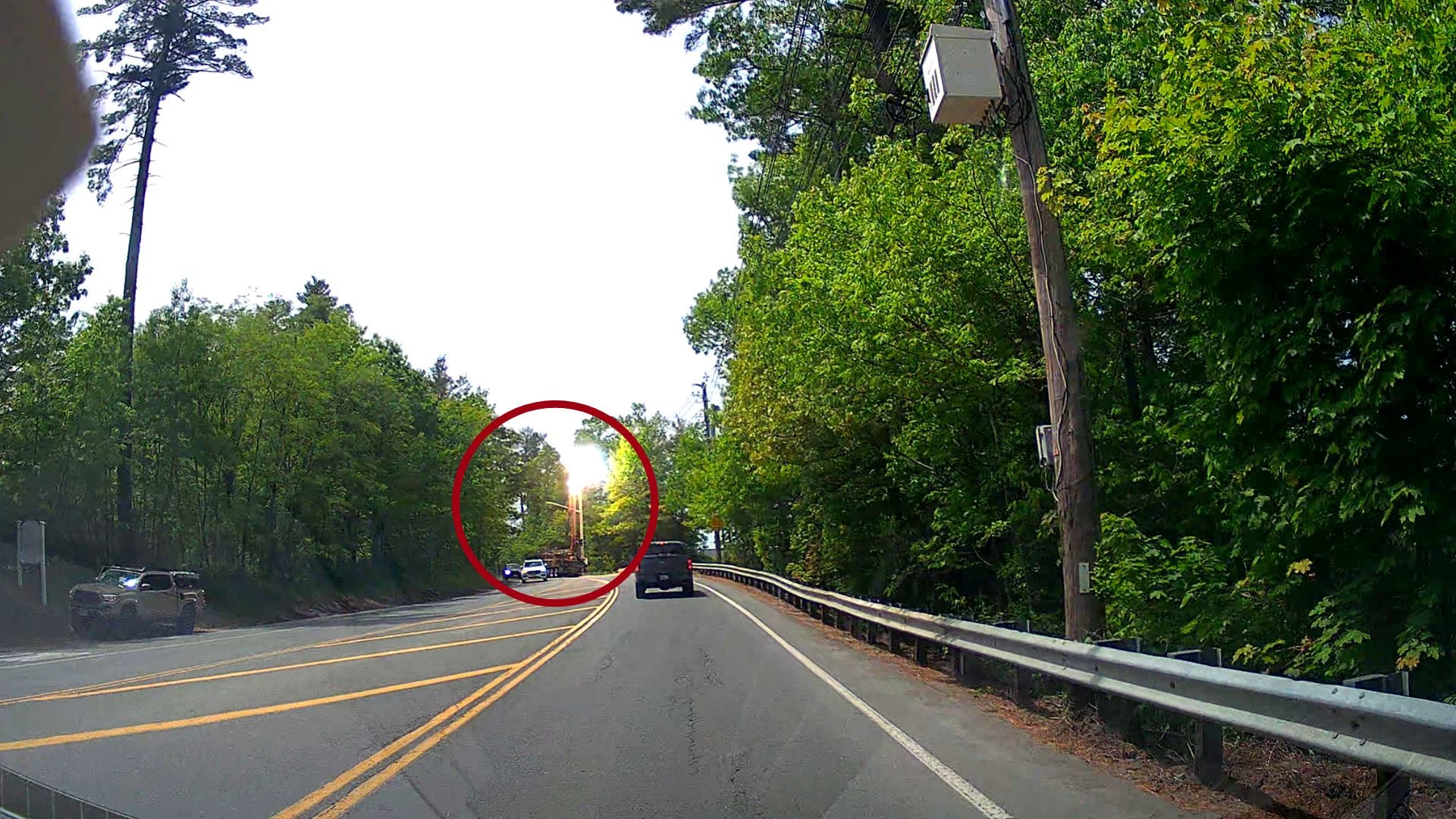 Dashcam captures power line strike in North Reading