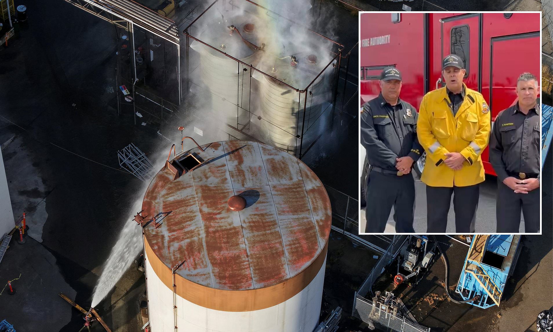 Panic as tens of thousands evacuated over fears that huge chemical tank ...