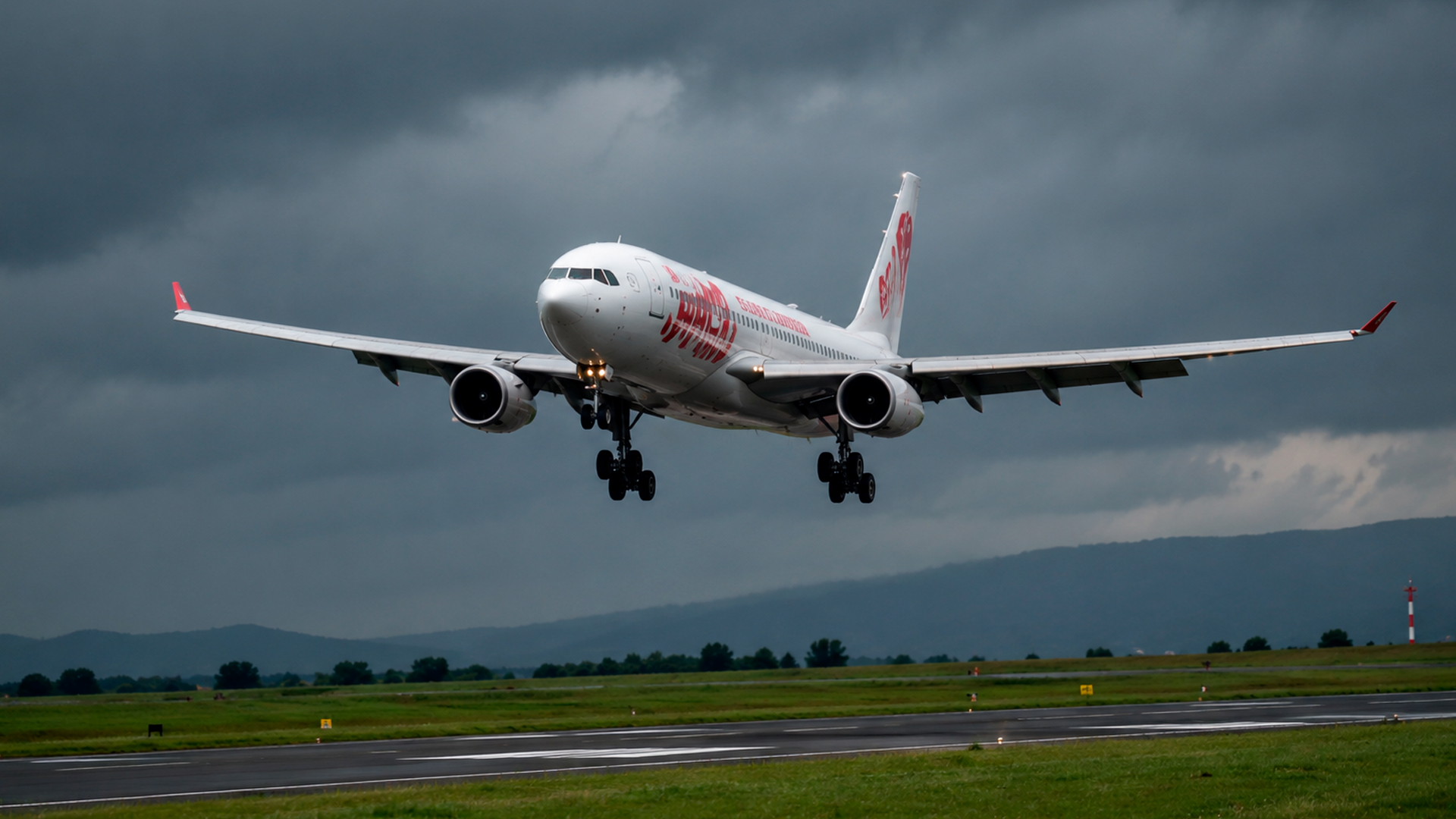 Unstable Airbus A330 landing caught on camera