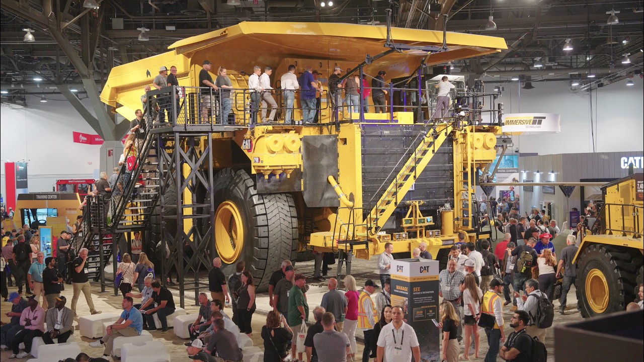 Large haul truck demonstration at construction equipment expo