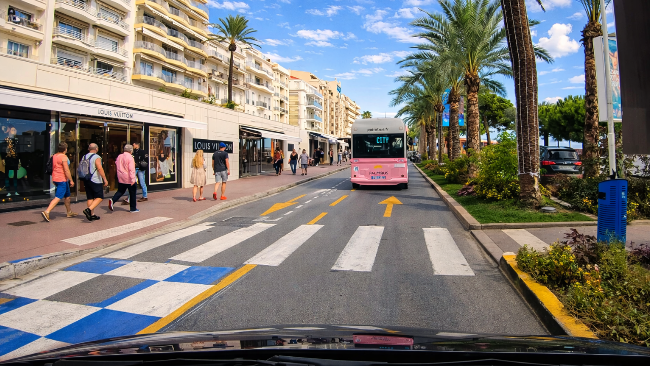 Driving along the French Riviera from Cannes (4K)