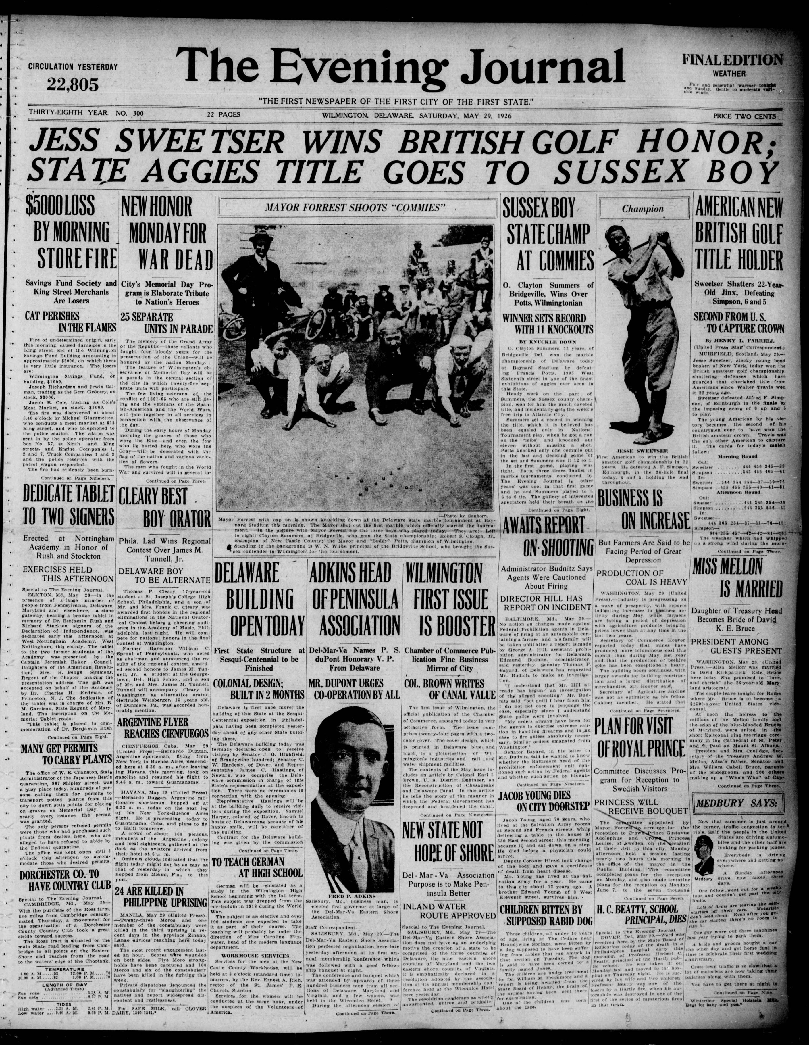 Delaware history from News Journal archives, May 24-30
