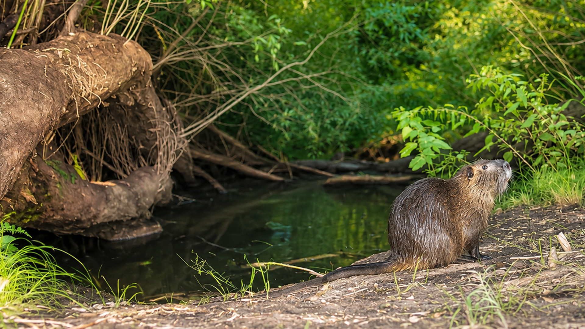 Verborgen camera legt deze bezoeker van het wetland vast terwijl hij ...