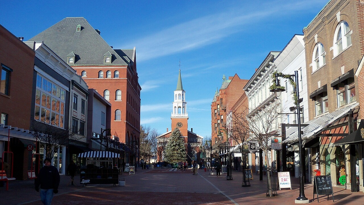 Burlington, Vermont sits between two mountain ranges and a lake ...