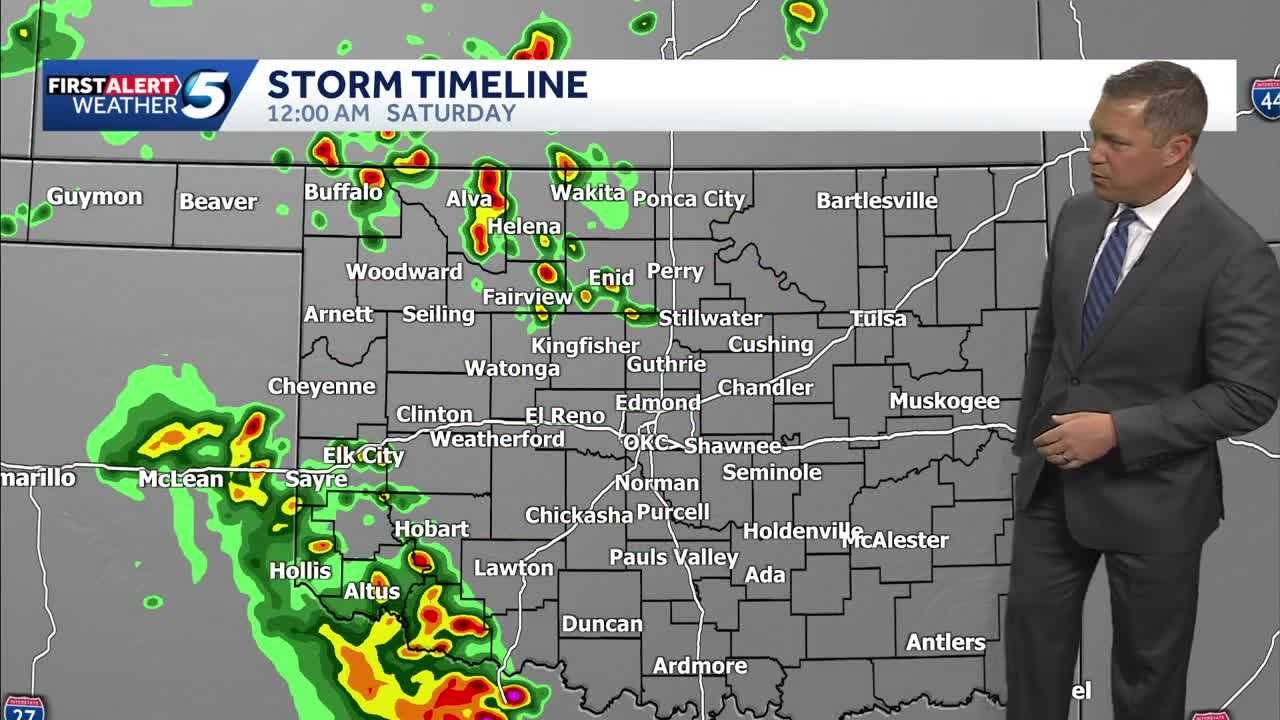 Timeline: Storms to continue across Oklahoma into Saturday morning