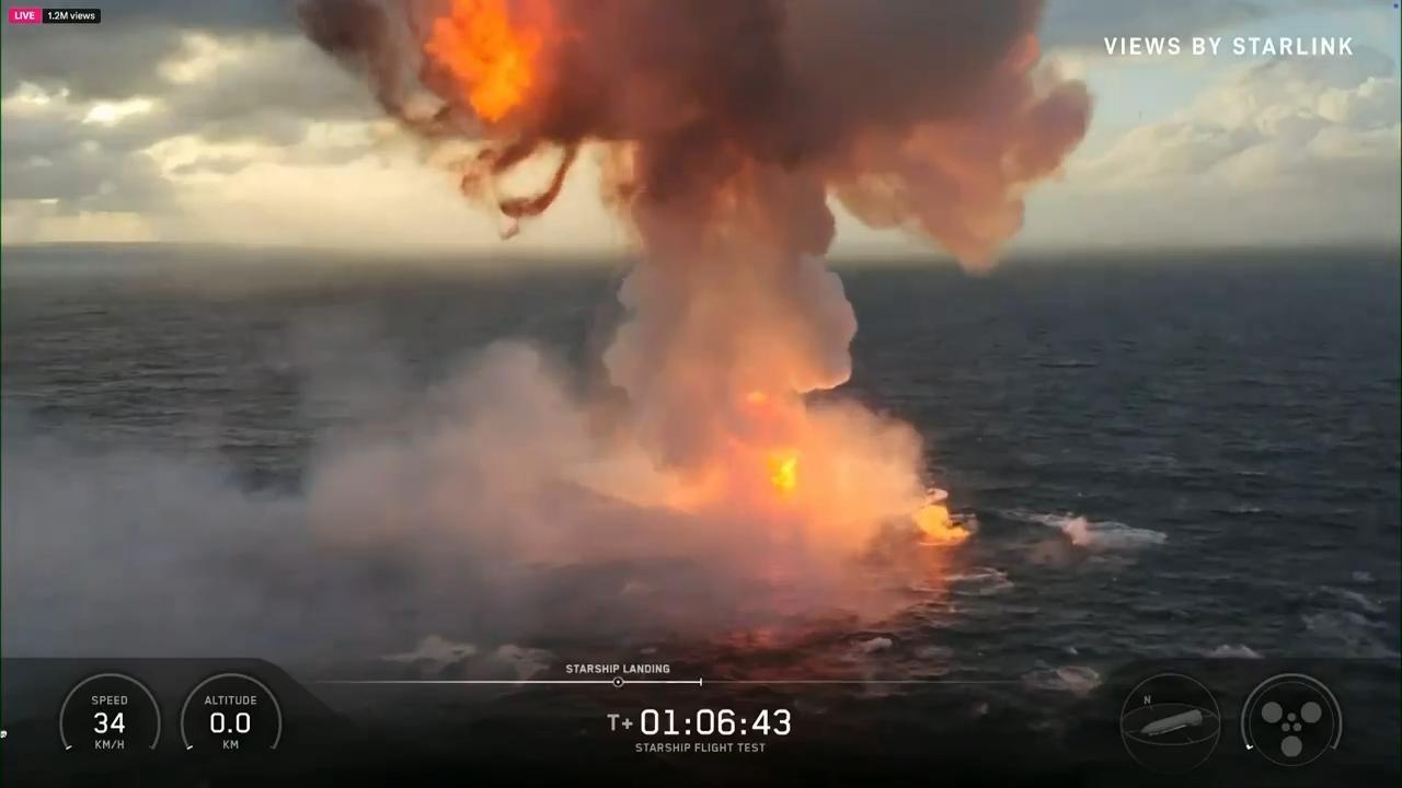 SpaceX rocket ignites into flames after landing in the Indian Ocean