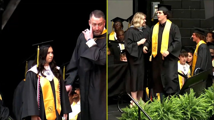 Twin brother accepts Austin Metcalf's posthumous diploma at Frisco ...