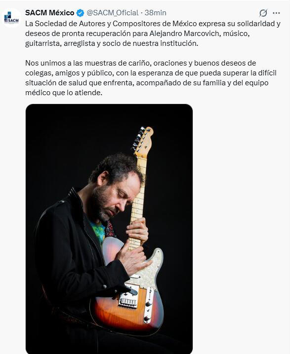 Alejandro Marcovich, exguitarrista de Caifanes, en coma luego de un ...