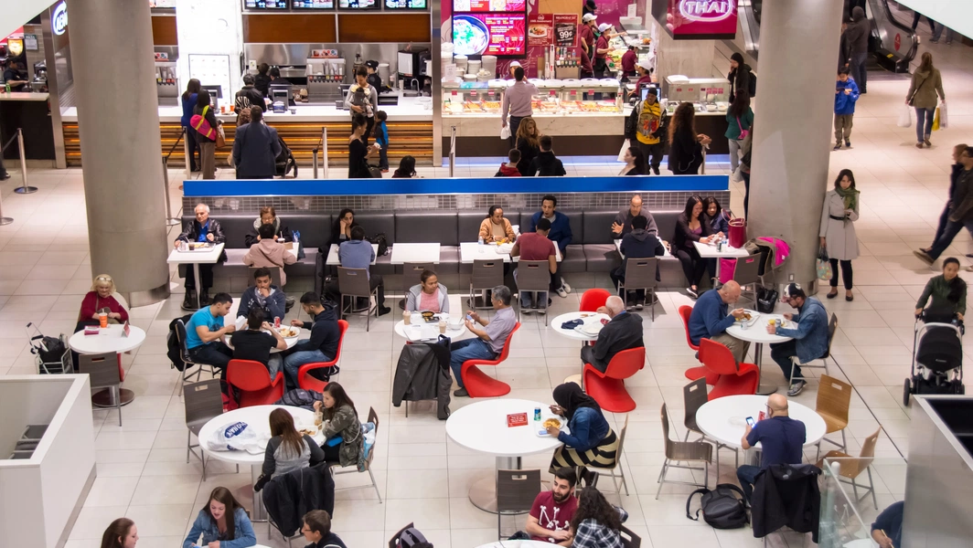 Mall food courts then and now
