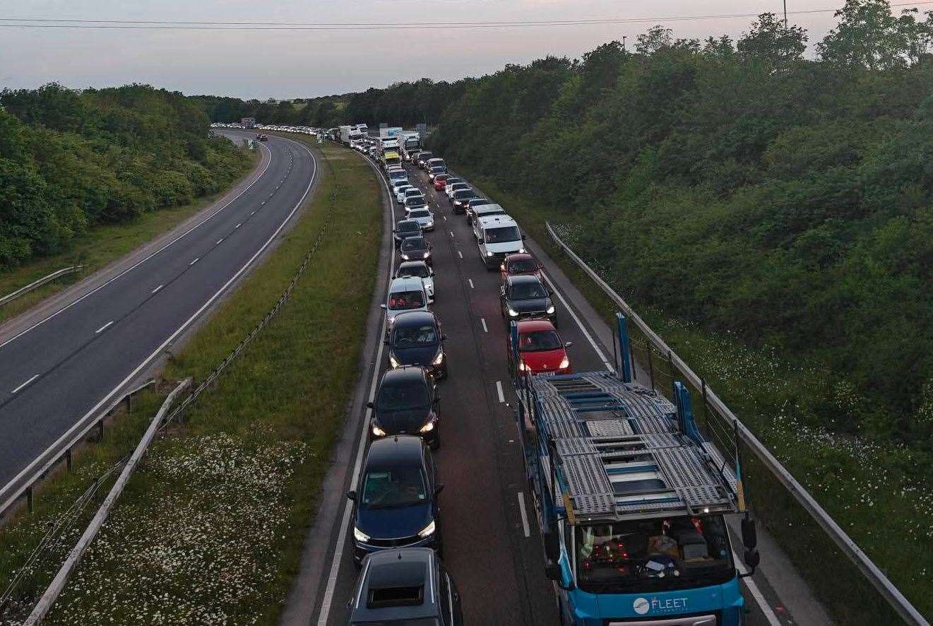 A249 Sheppey Crossing closed Sheppey-bound between Iwade and Minster ...