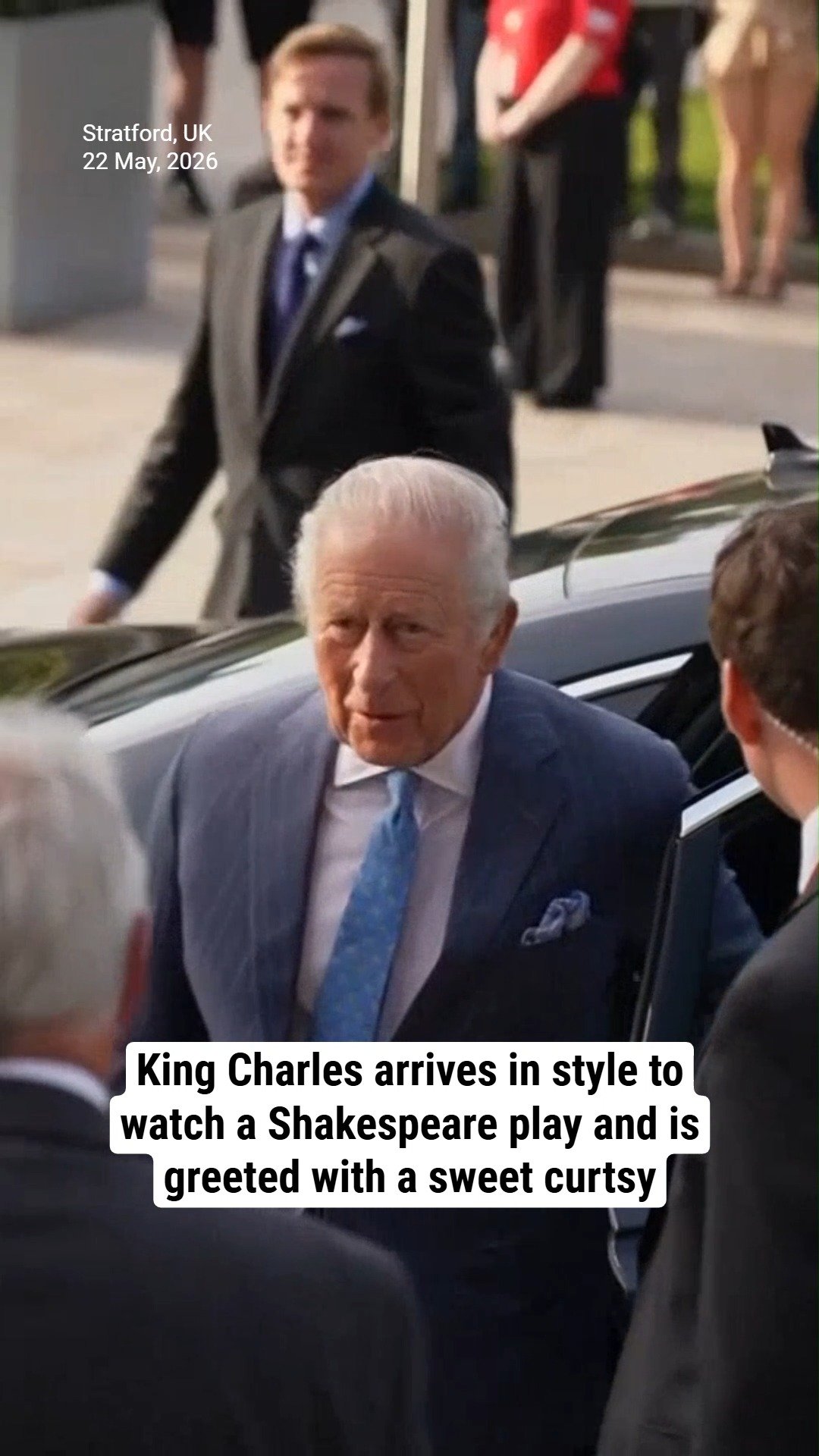 King Charles arrives in style to watch a Shakespeare play and is ...