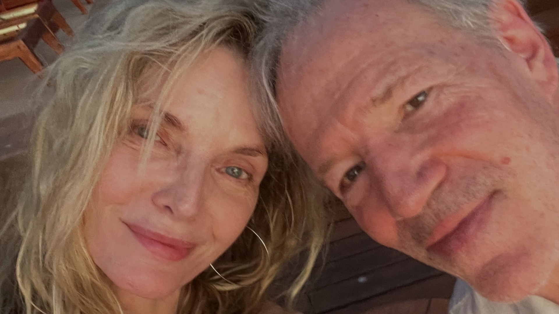 Without makeup, Michelle Pfeiffer is radiant on vacation with her husband