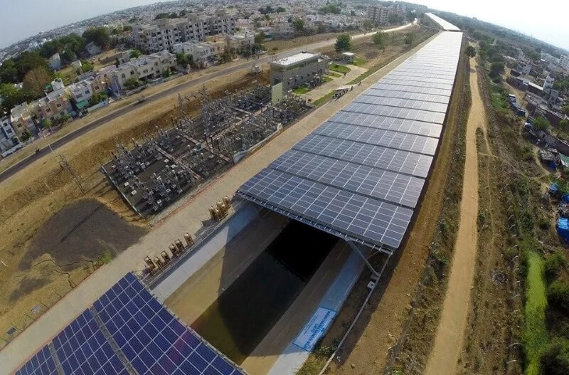 Solar panels built over an irrigation canal are winning praise for ...