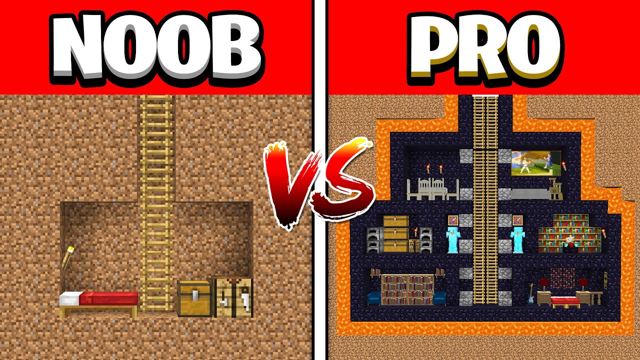 Minecraft noob vs pro secret base build challenge