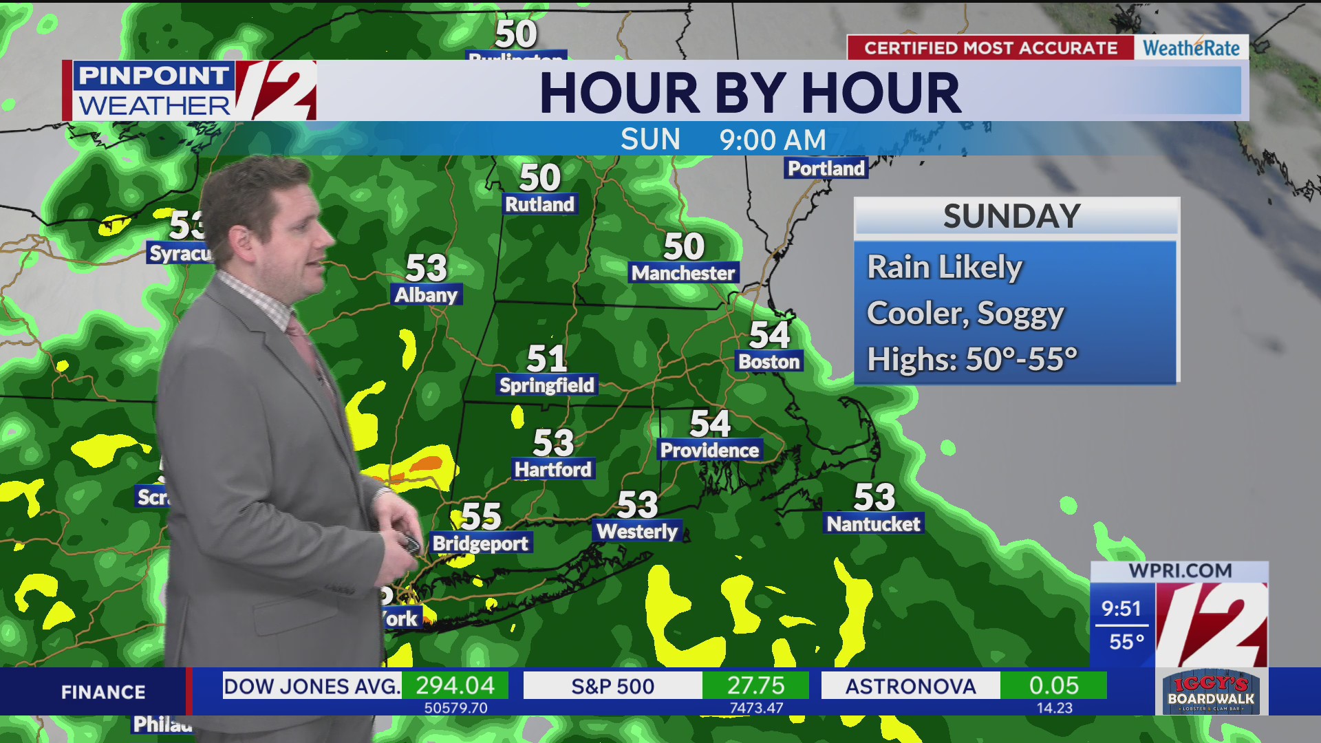 WPRI 12 weather forecast 5/23/26: Cloudy skies today; rainy, cooler Sunday