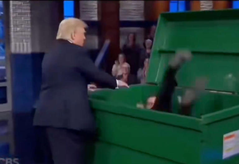 Trump posts AI-generated video of himself throwing Stephen Colbert into ...