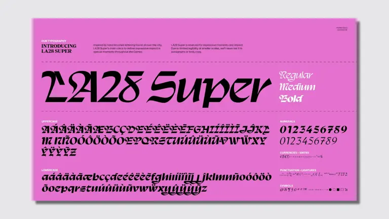 The LA28 typography is made of 4 custom fonts