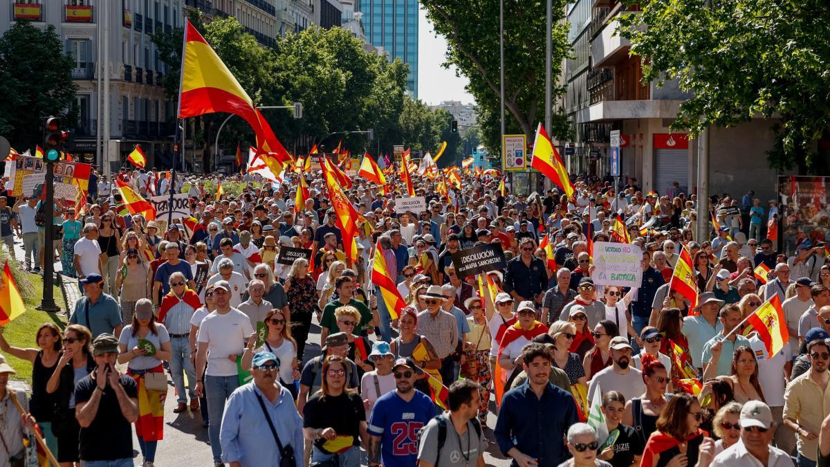 Miles de personas marchan por el centro de Madrid en una protesta ...