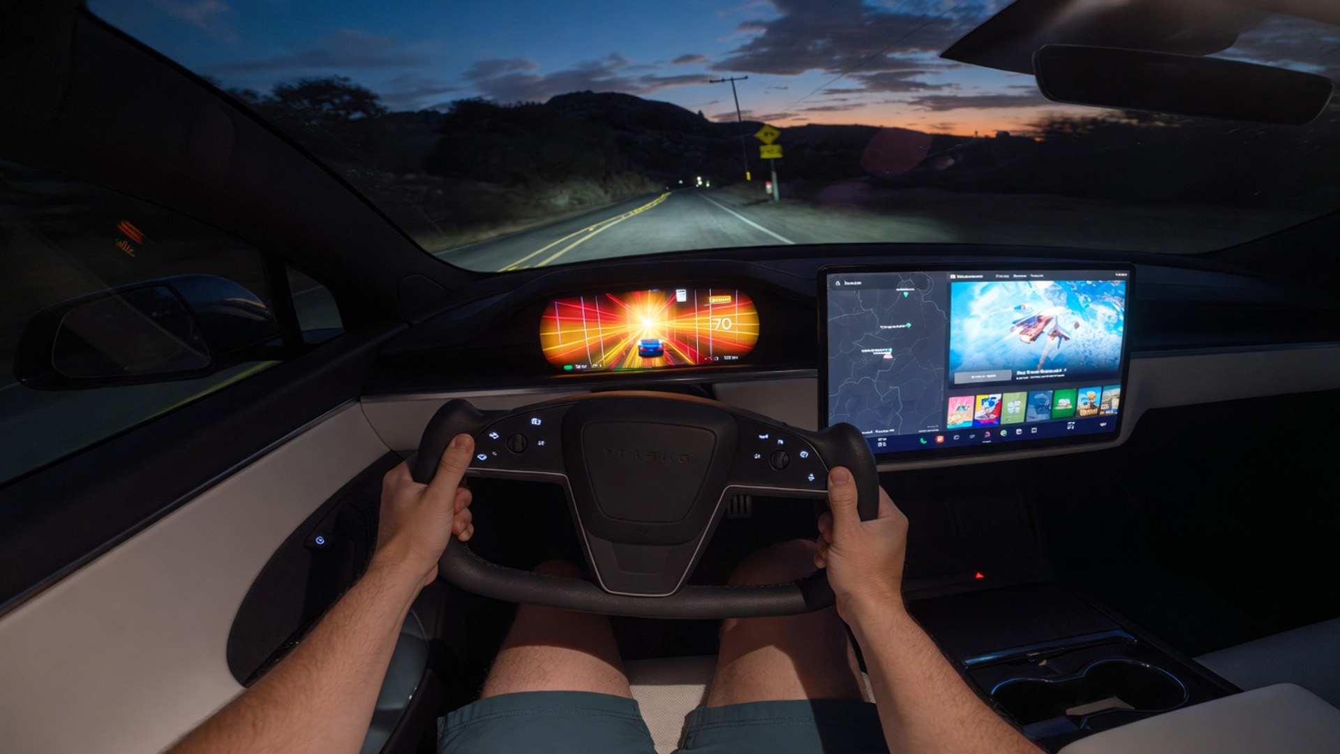 Tesla Model S Plaid POV night drive gets seriously fast