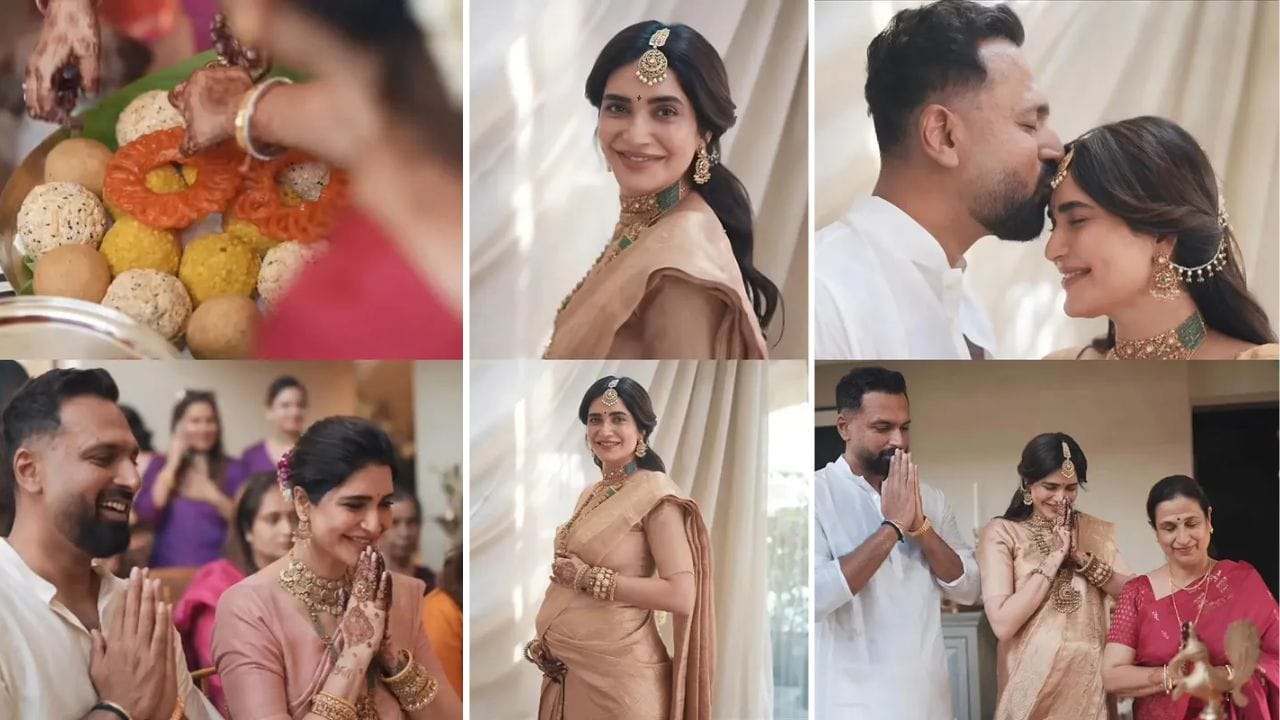 Karishma Tanna celebrates dreamy Tulu-style baby shower with husband ...