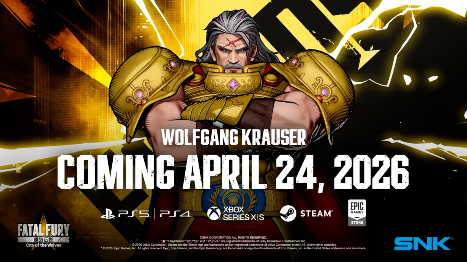 Fatal Fury City of the Wolves official Wolfgang Krauser character ...