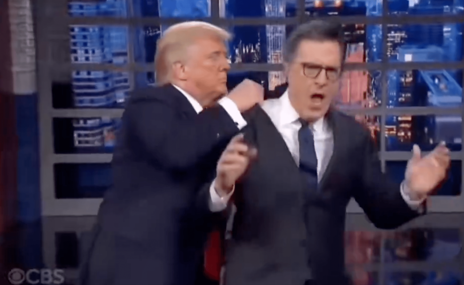 Donald Trump shares video throwing Stephen Colbert in bin after ...