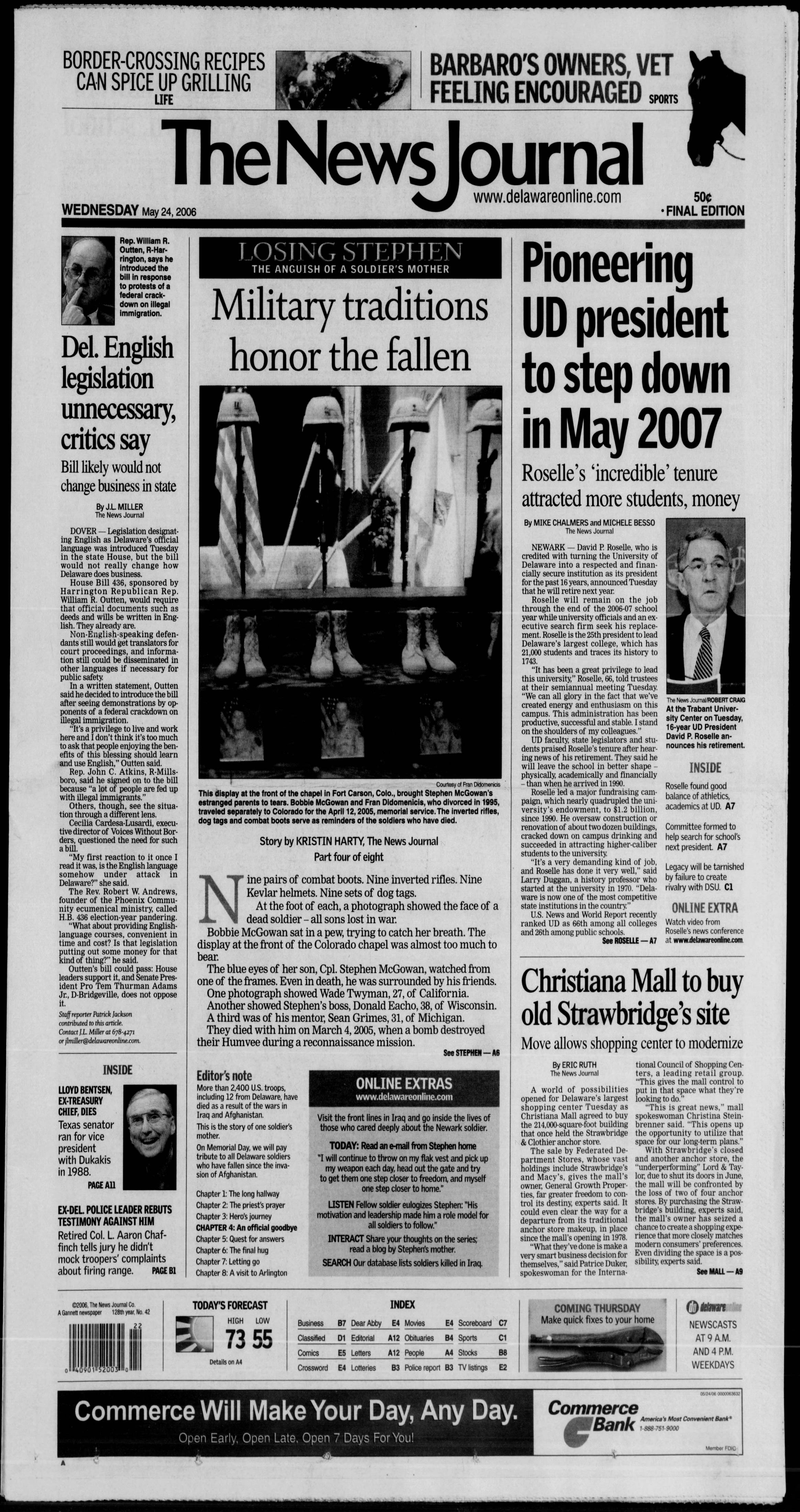 Delaware history from News Journal archives, May 24-30