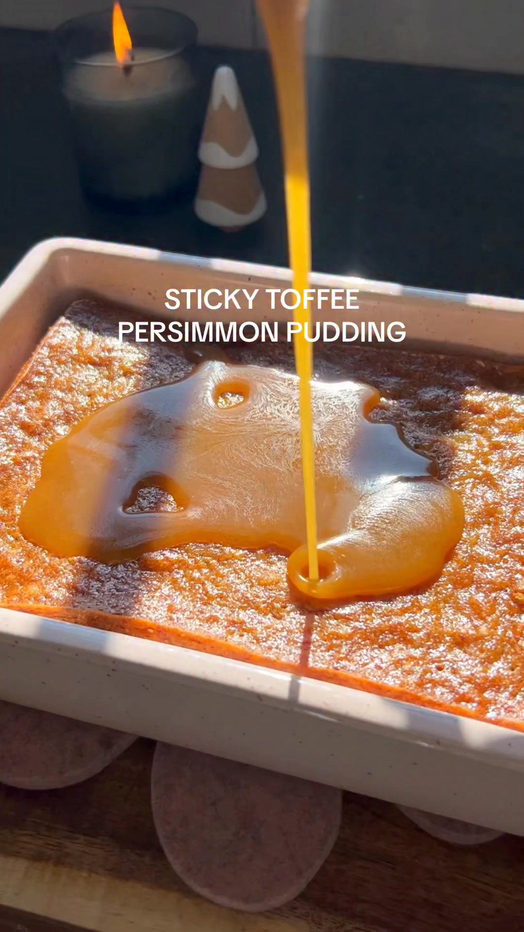 Sticky toffee persimmon pudding