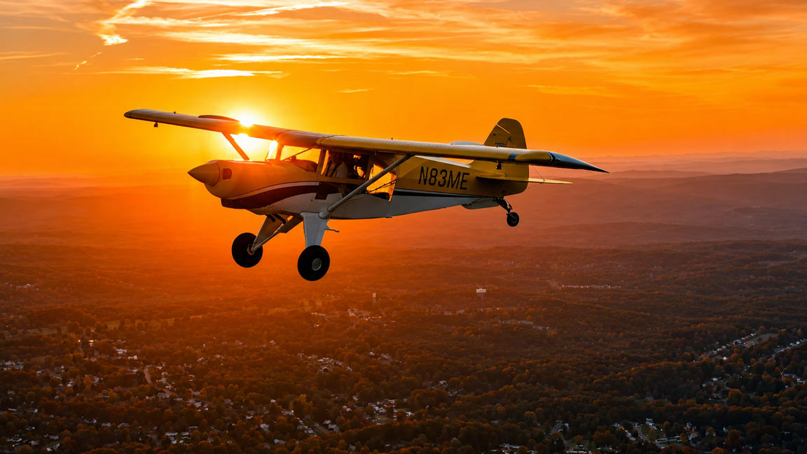 Dramatic sky and airplane captured during evening flight