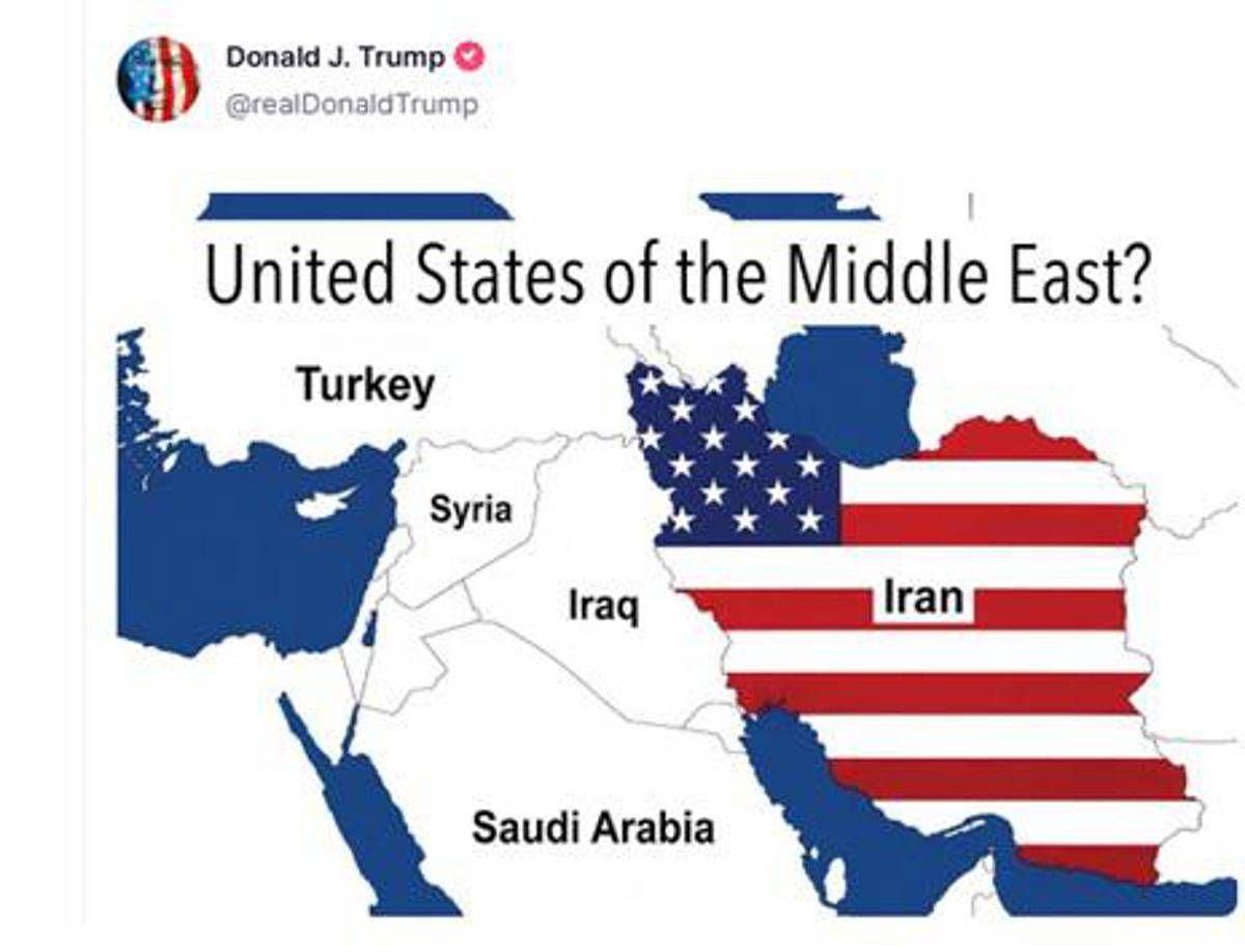 Trump e l'Iran 'americano', il presidente pubblica la mappa a stelle e ...