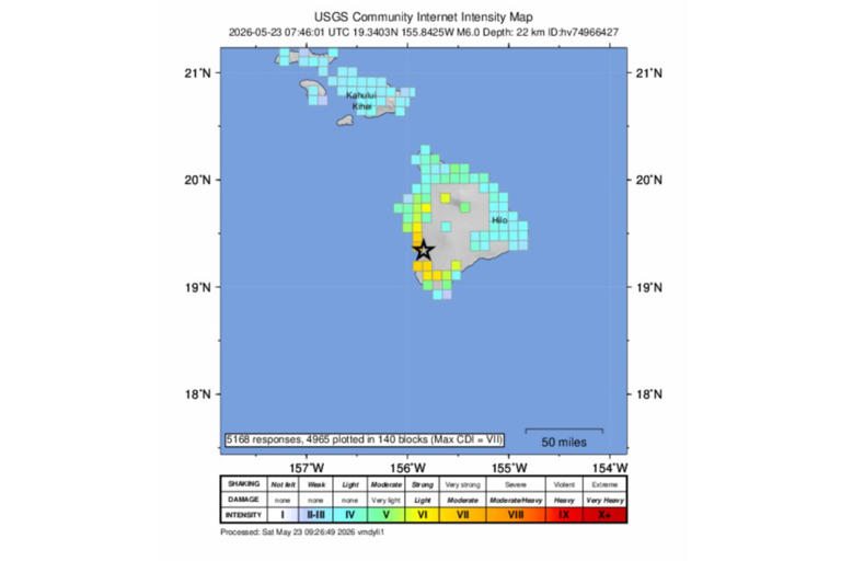 Strong magnitude 6 earthquake strikes off Hawaii